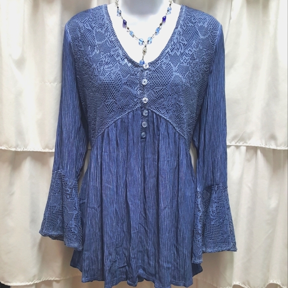 Indigo Thread Co | Tops | Indigo Thread Boho Bell Sleeve Top | Poshmark